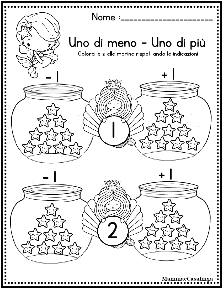 Meno 1 più 1 le operazioni della Sirenetta | Il Blog di Mamma e Casalinga